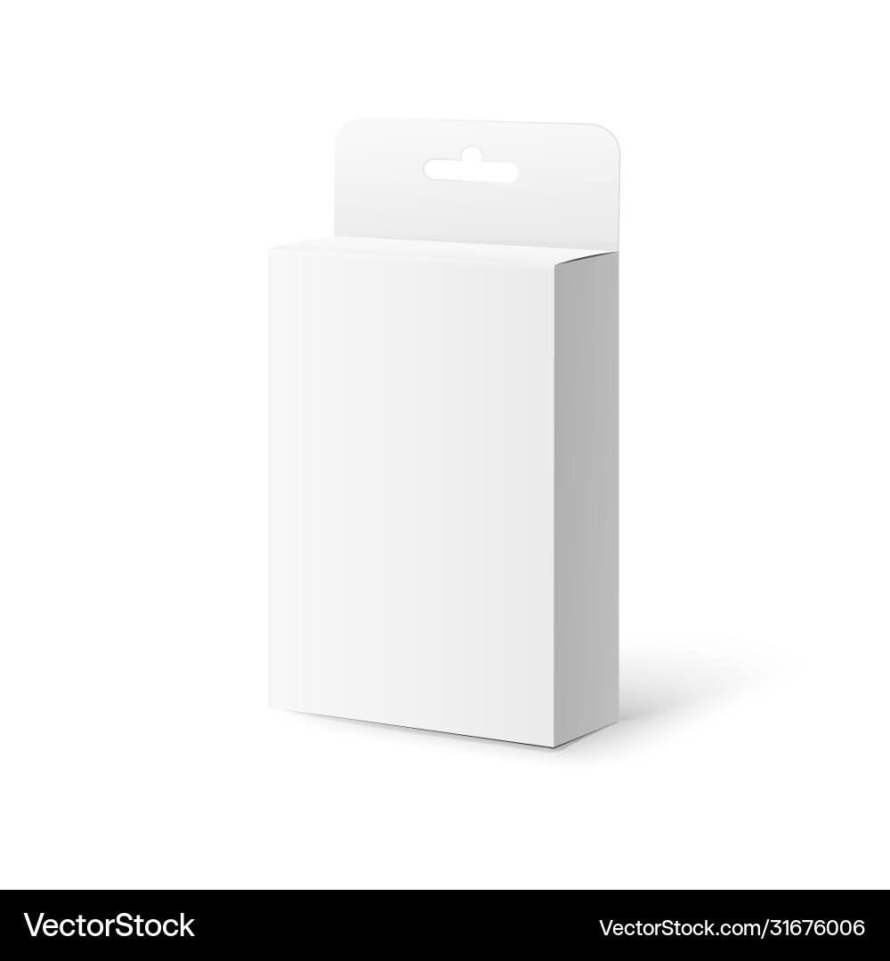 Template box with hang tab close view realistic Vector Image