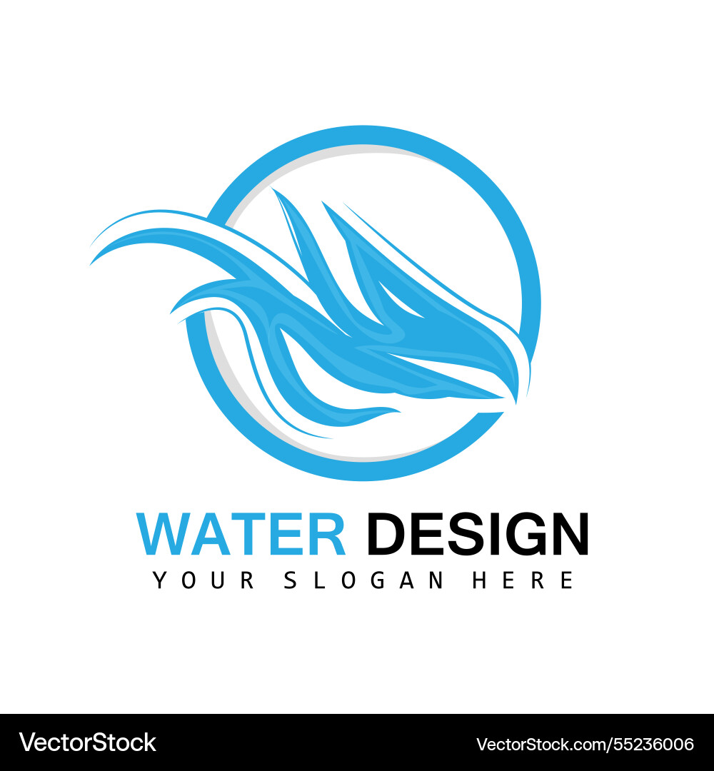 Water wave logo earth element wings Royalty Free Vector