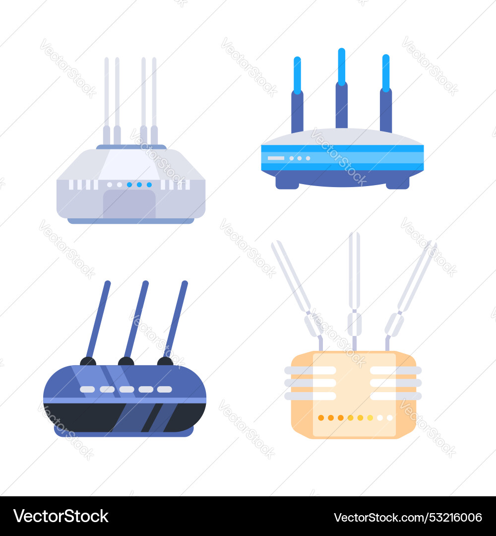 Wifi router set antenna connection internet Vector Image