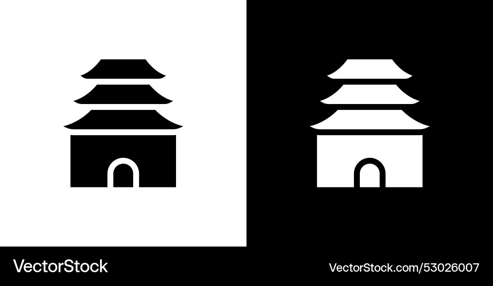 Chinese temple icon logo set Royalty Free Vector Image