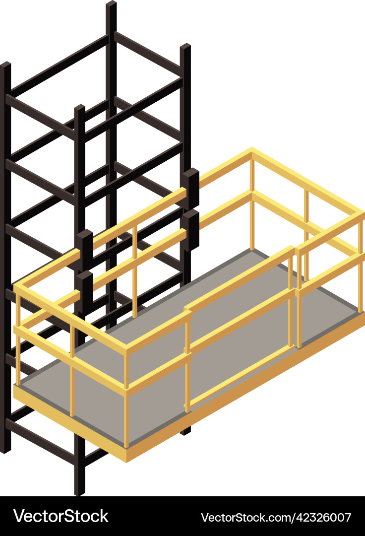 Construction elevator isometric composition Vector Image