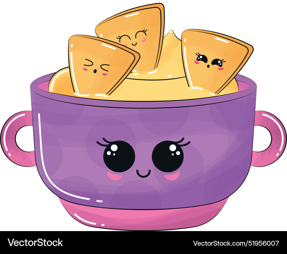 Happy cute bowl cartoon Royalty Free Vector Image