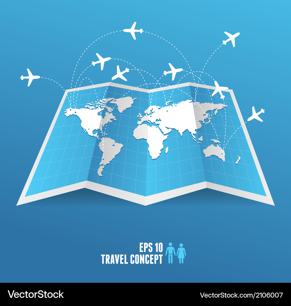 Map icon and airplane Royalty Free Vector Image