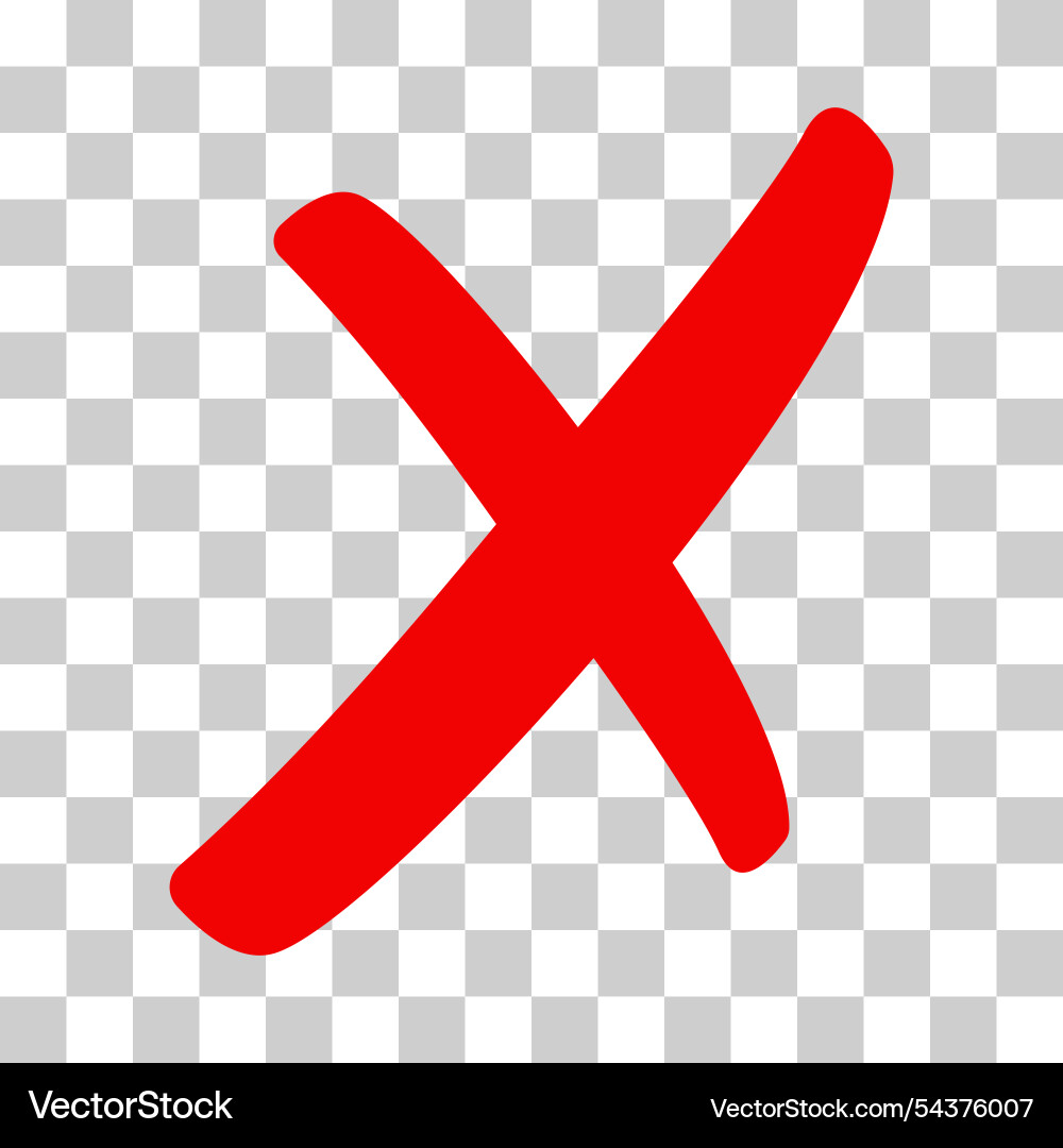Red cross sign icon on transparent Royalty Free Vector Image