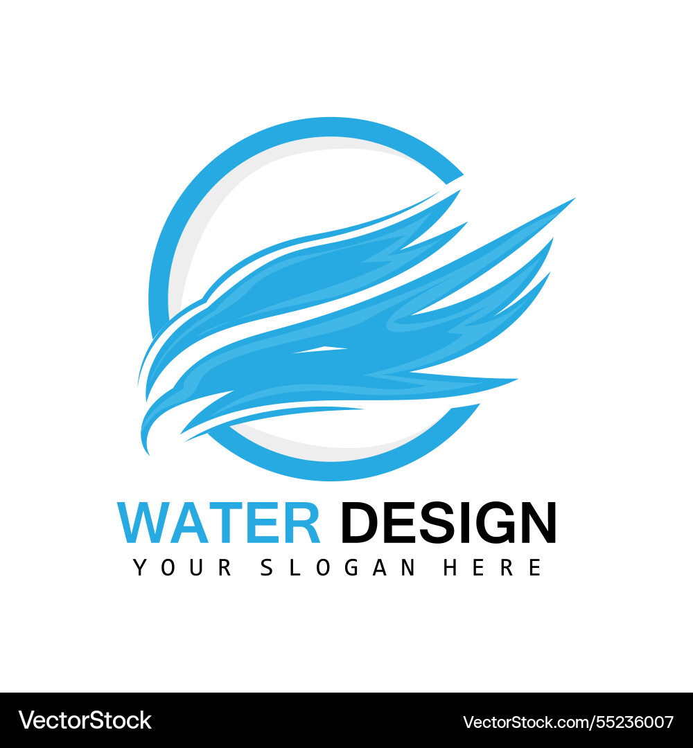 Water wave logo earth element water wings logo Vector Image
