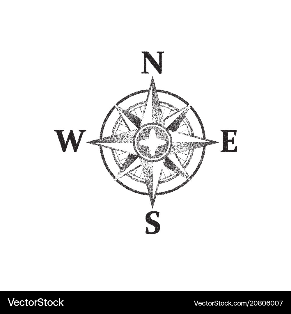 Windrose with dots Royalty Free Vector Image - VectorStock
