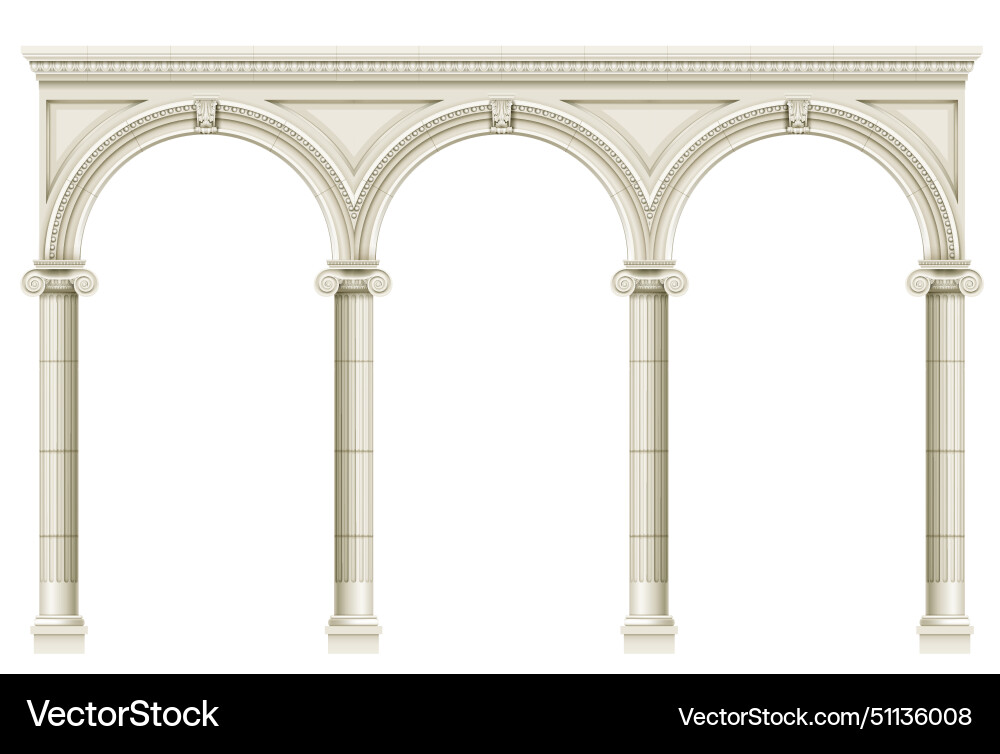 Antique white colonnade with ionic columns Vector Image