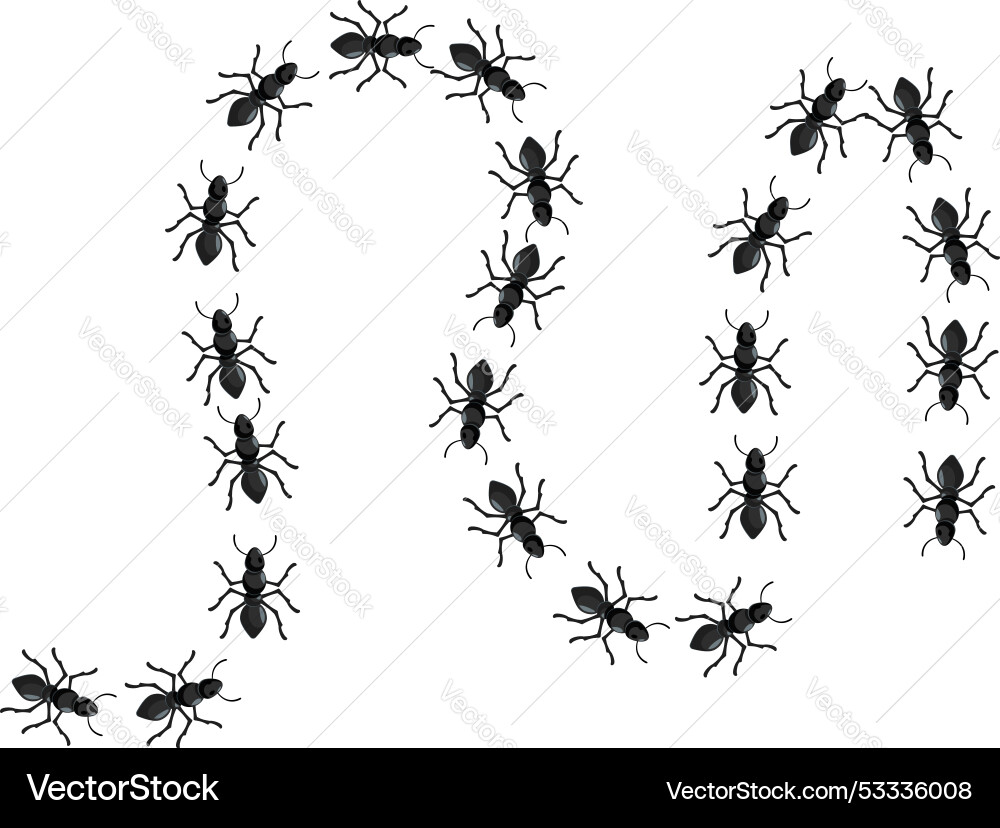 Black ants creating number zero on white Vector Image