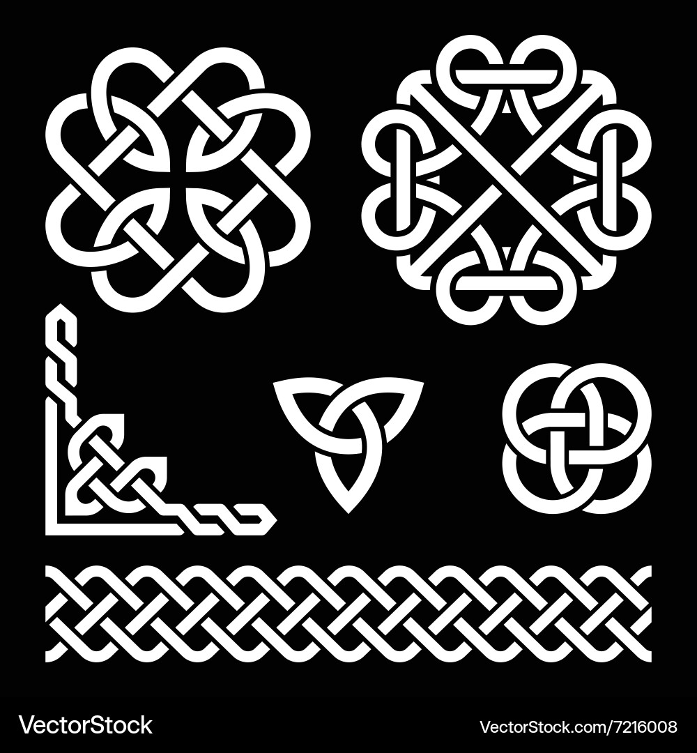 Celtic irish knots braids and patterns in white Vector Image