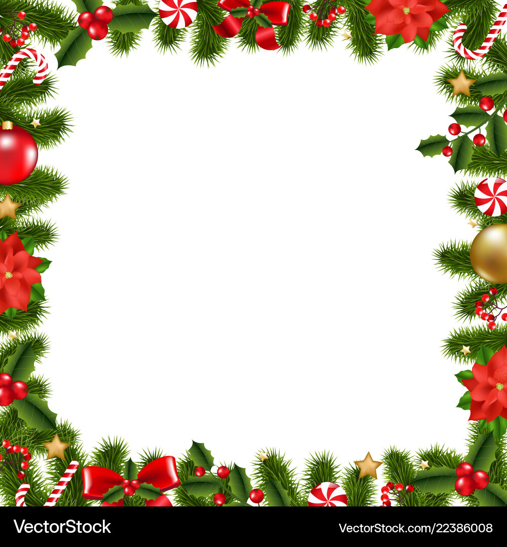 Christmas Frame with Festive Elements Royalty Free Vector