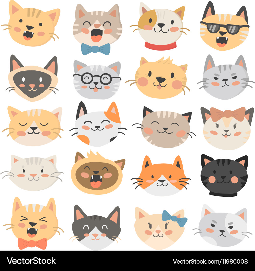 Cute Cat Emoticons Royalty Free Vector Image - VectorStock