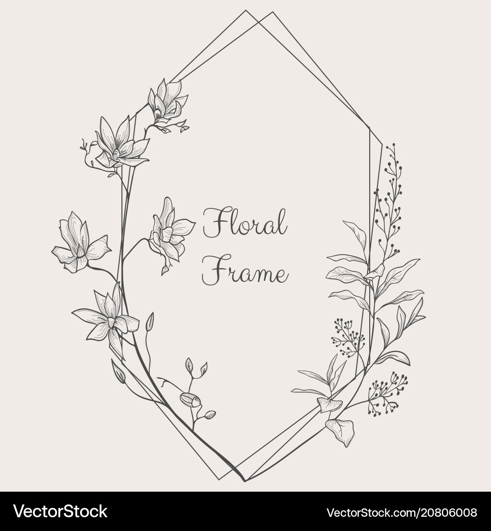 Delicate Floral Geometric Frame Royalty Free Vector Image