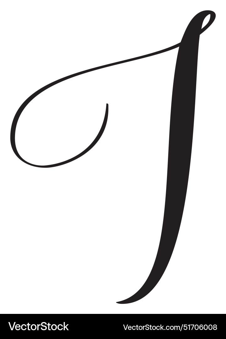 Hand drawn calligraphy letter capital i Royalty Free Vector