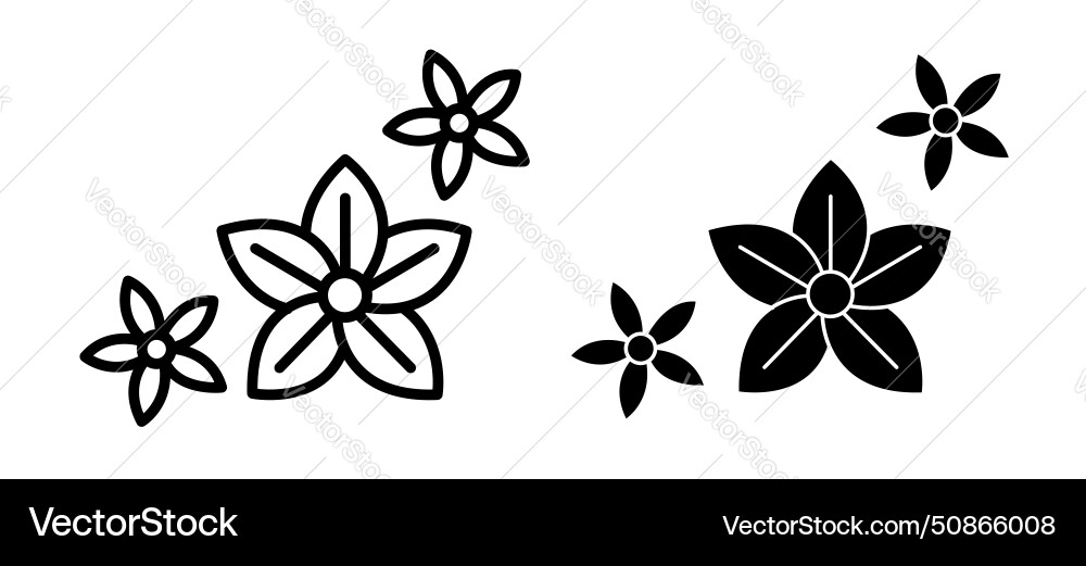Jasmine icon set jasmine plumeria fragrant Vector Image