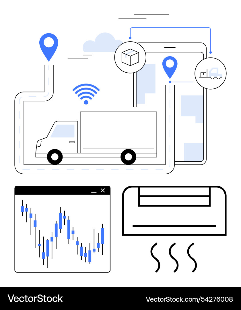 Logistics and transportation with data analytics Vector Image