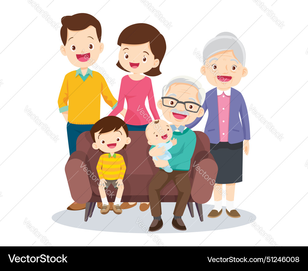 Multi-Generational Family Portrait Royalty Free Vector Image