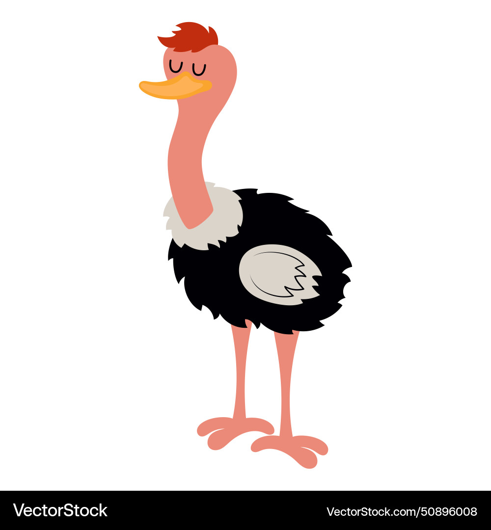 Ostrich in flat style Royalty Free Vector Image