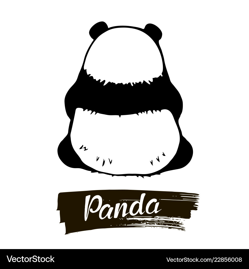 Sitting panda rear view Royalty Free Vector Image