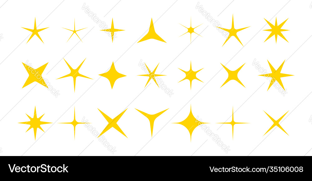 Twinkle stars icons with sparkle Royalty Free Vector Image
