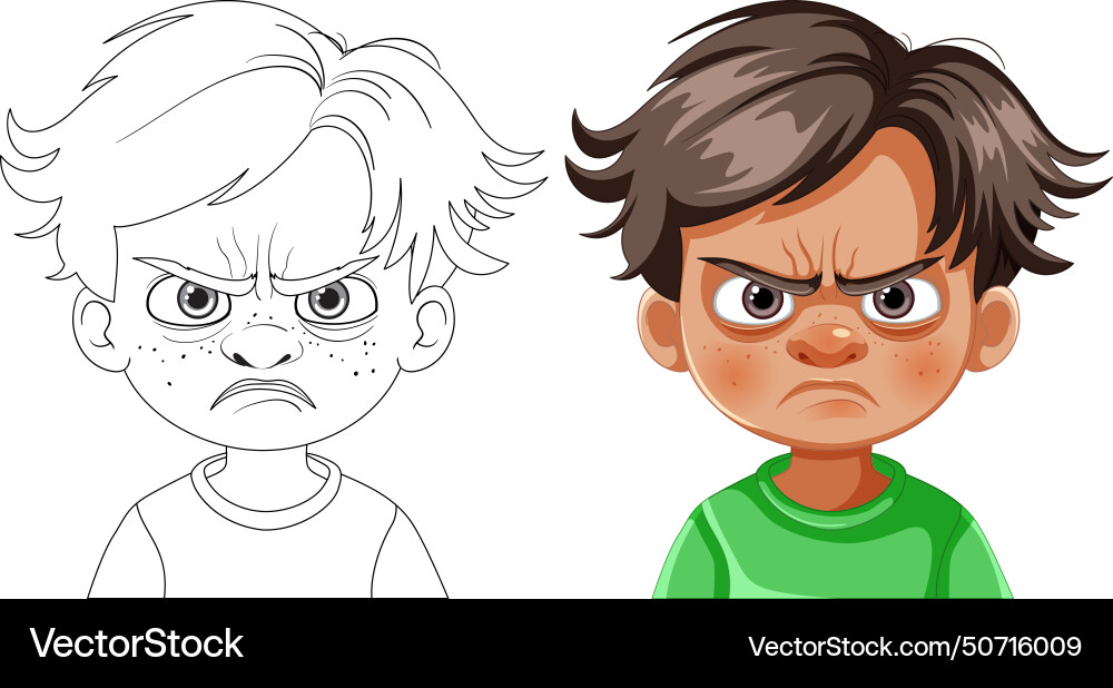 A boy with an angry face Royalty Free Vector Image