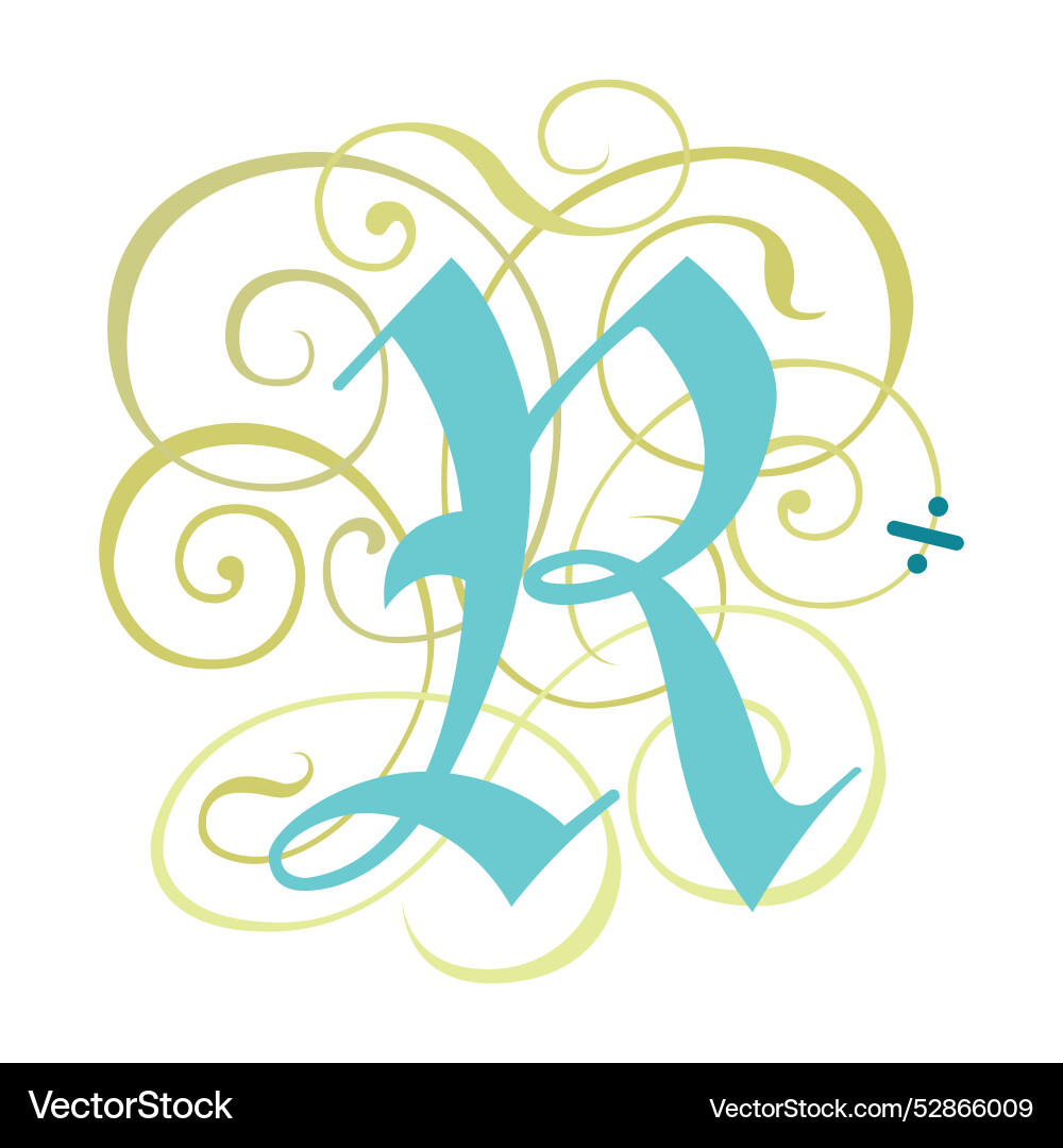 Art gothic initial caps font capital letter r Vector Image