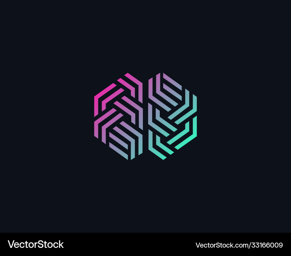 Brain gradient logo silhouette design Royalty Free Vector