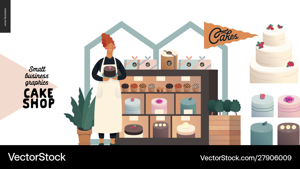 Cake shop - small business graphics owner Vector Image