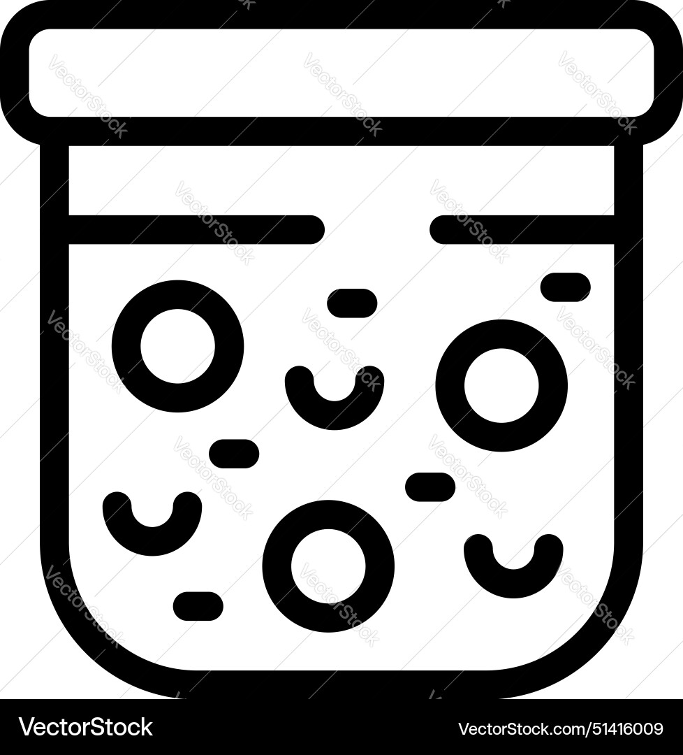 Cartoon beaker with bubbles line icon Royalty Free Vector