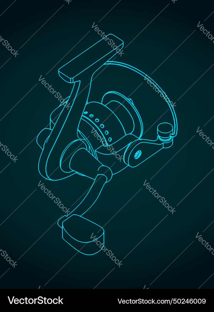 Fishing reel isometric blueprint Royalty Free Vector Image