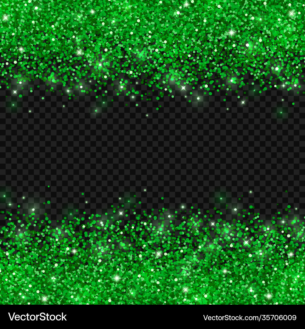 Green glitter on dark transparent background Vector Image