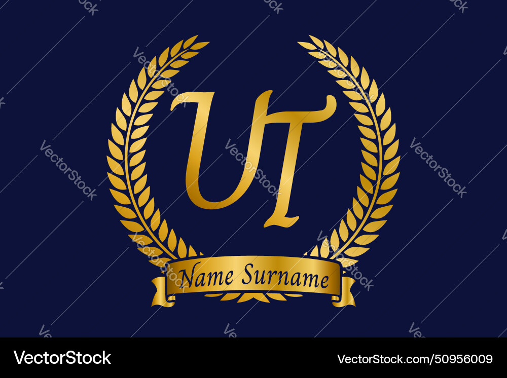 Initial letter u and t ut monogram logo design Vector Image