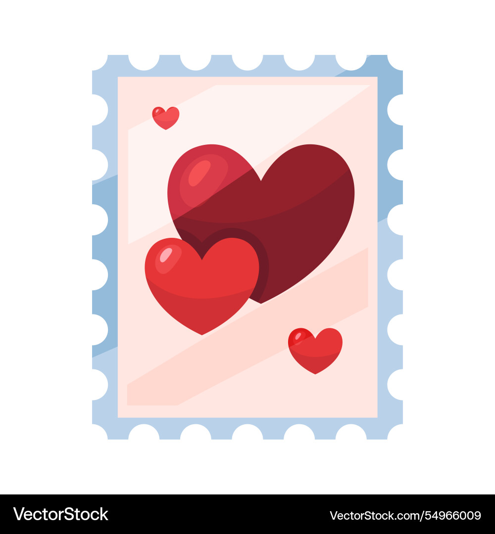 Postage stamp with heart card for valentines day Vector Image