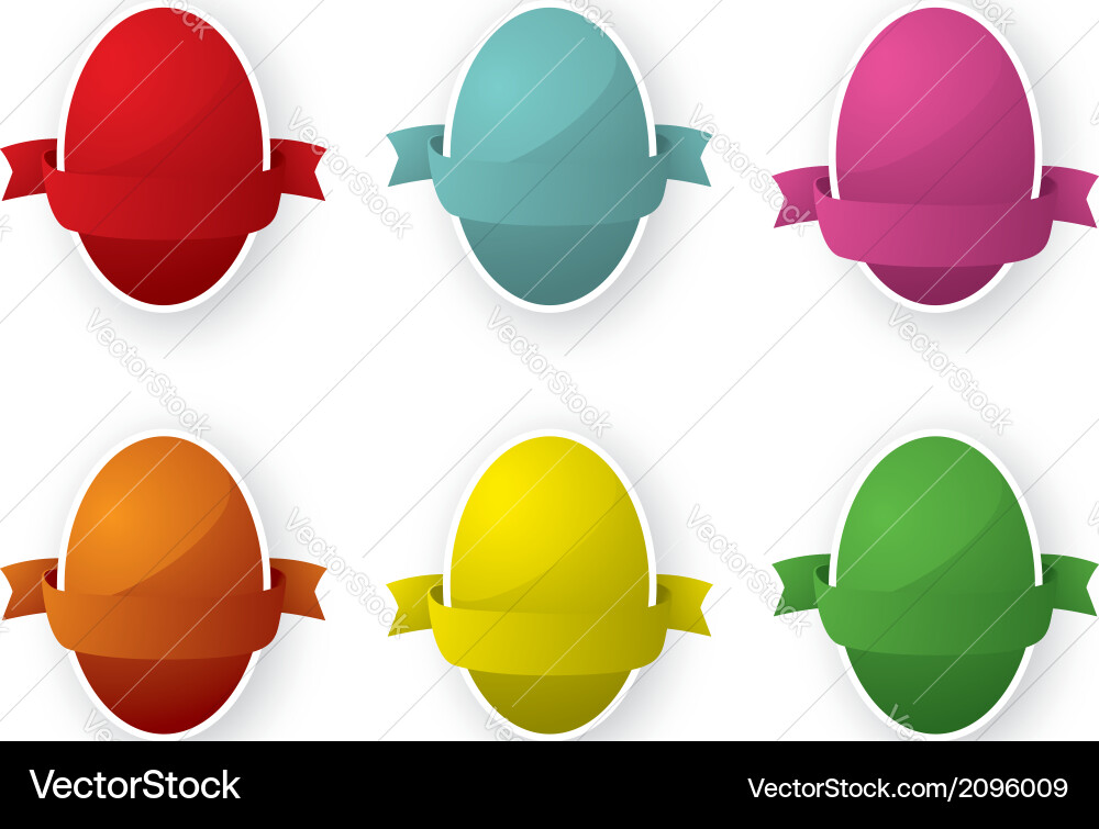 Six easter egg with ribbon Royalty Free Vector Image