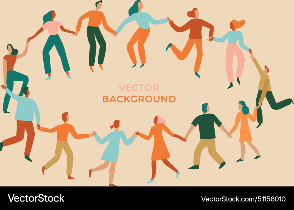 In flat simple style - happy jumping team men Vector Image