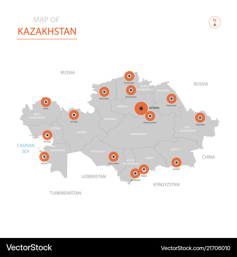 Kazakhstan map with administrative divisions Vector Image