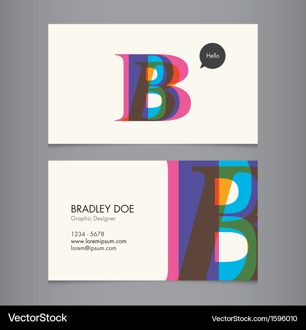 Letter B Business Card Template Royalty Free Vector Image