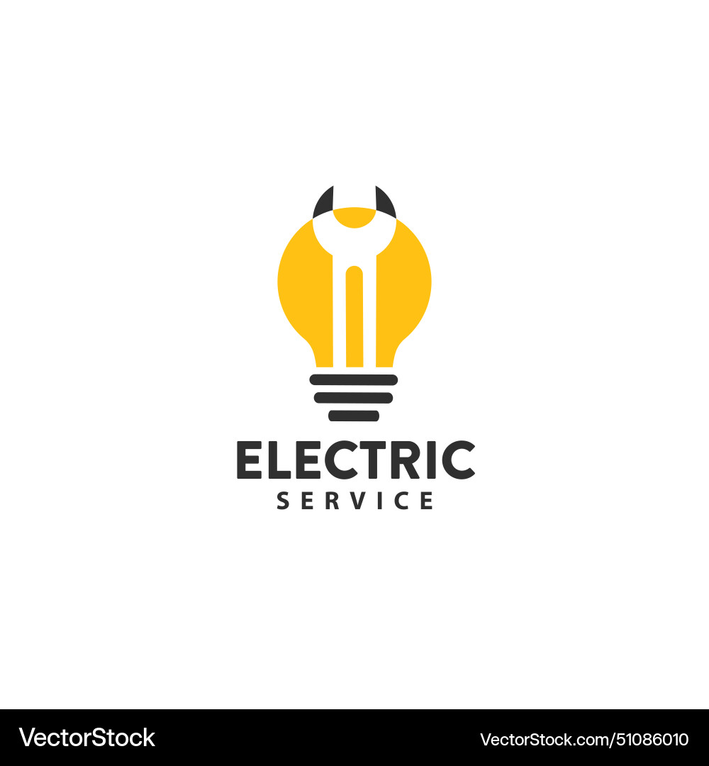 Light bulb and wrench electric service logo Vector Image