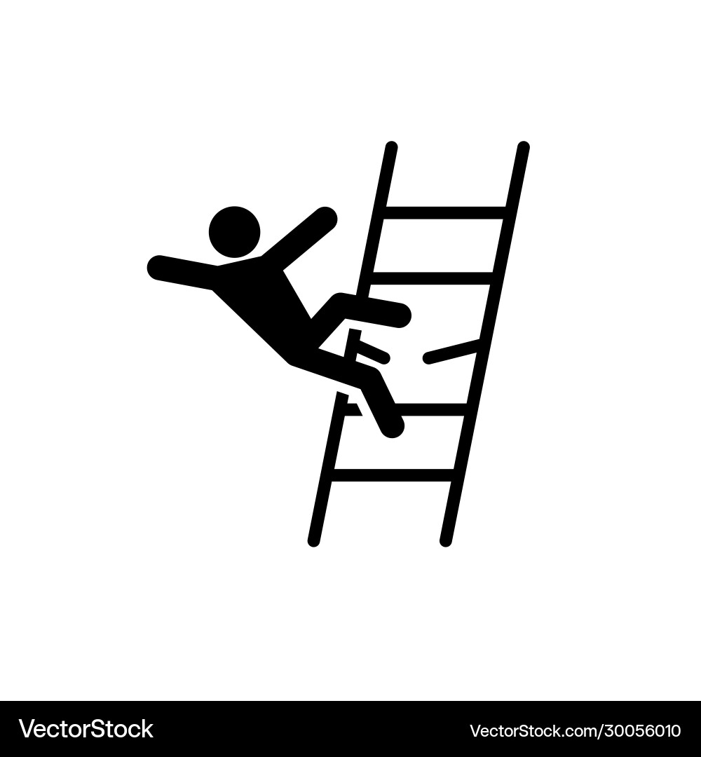 Man falling from broken ladder accident icon Vector Image
