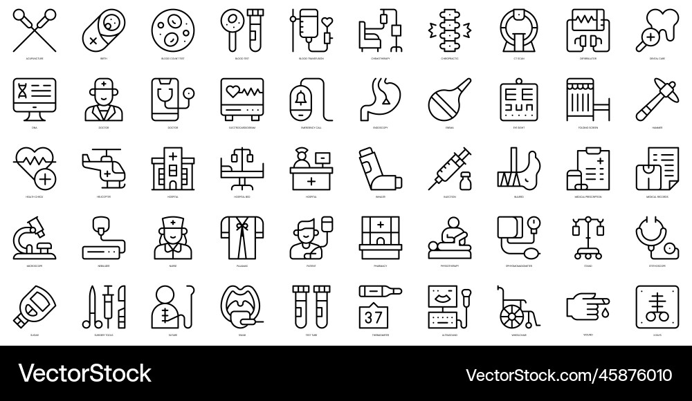 Medical Services Line Icons Set Royalty Free Vector Image