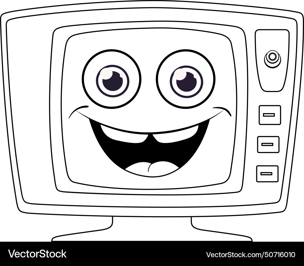Smiling animated tv with a friendly face Vector Image