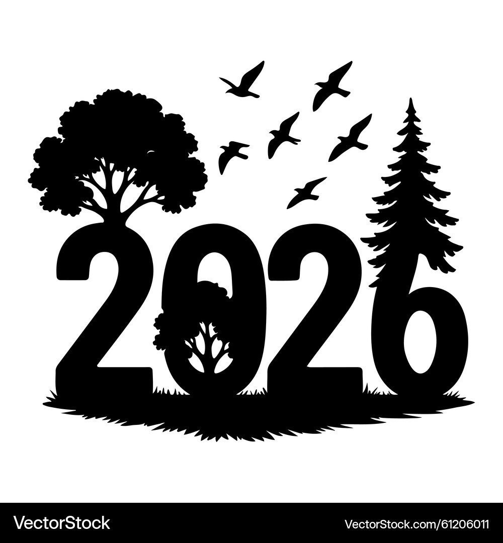 2026 Nature Year Art - Trees & Birds – Royalty-Free Vector | VectorStock