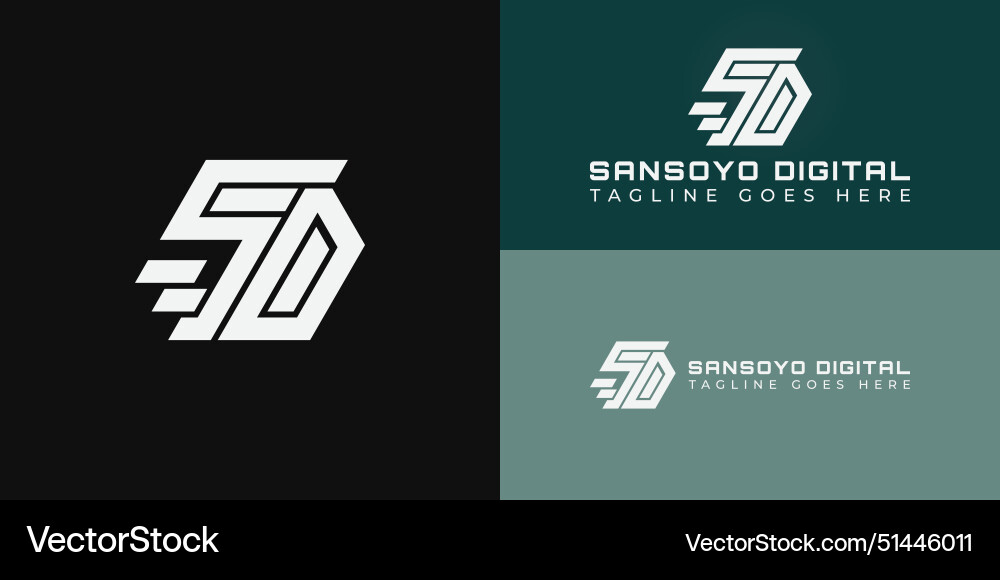 Abstract initial hexagon letter sd or ds logo Vector Image