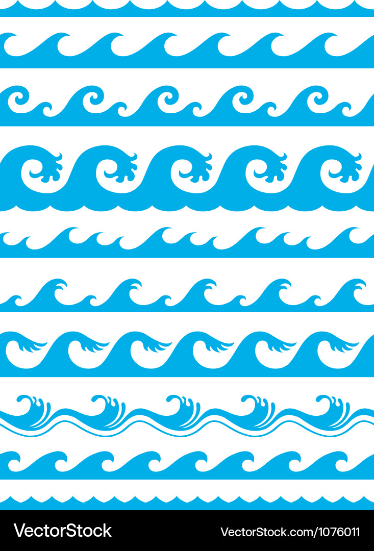 Blue Ocean Waves Repeat Vector Images (over 3,600)