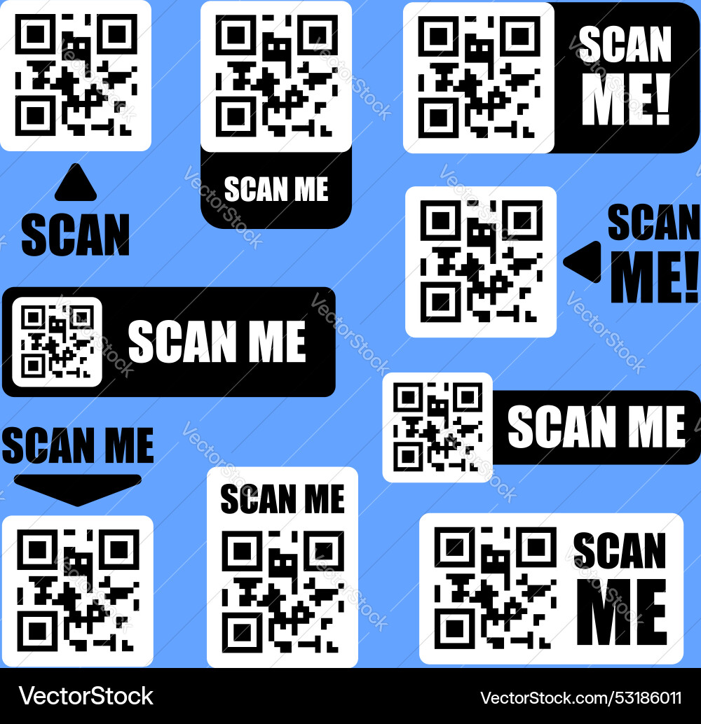 Set of qr codes scan me text Royalty Free Vector Image