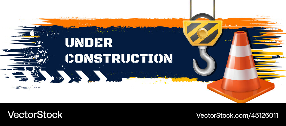 Under construction cone banner Royalty Free Vector Image