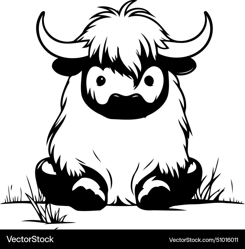 Yak sitting on the grass in mountains Royalty Free Vector