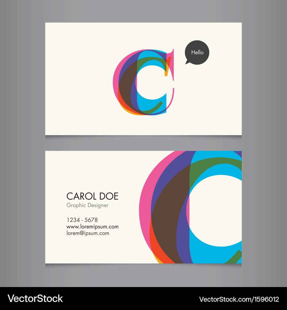 Business card template letter c Royalty Free Vector Image