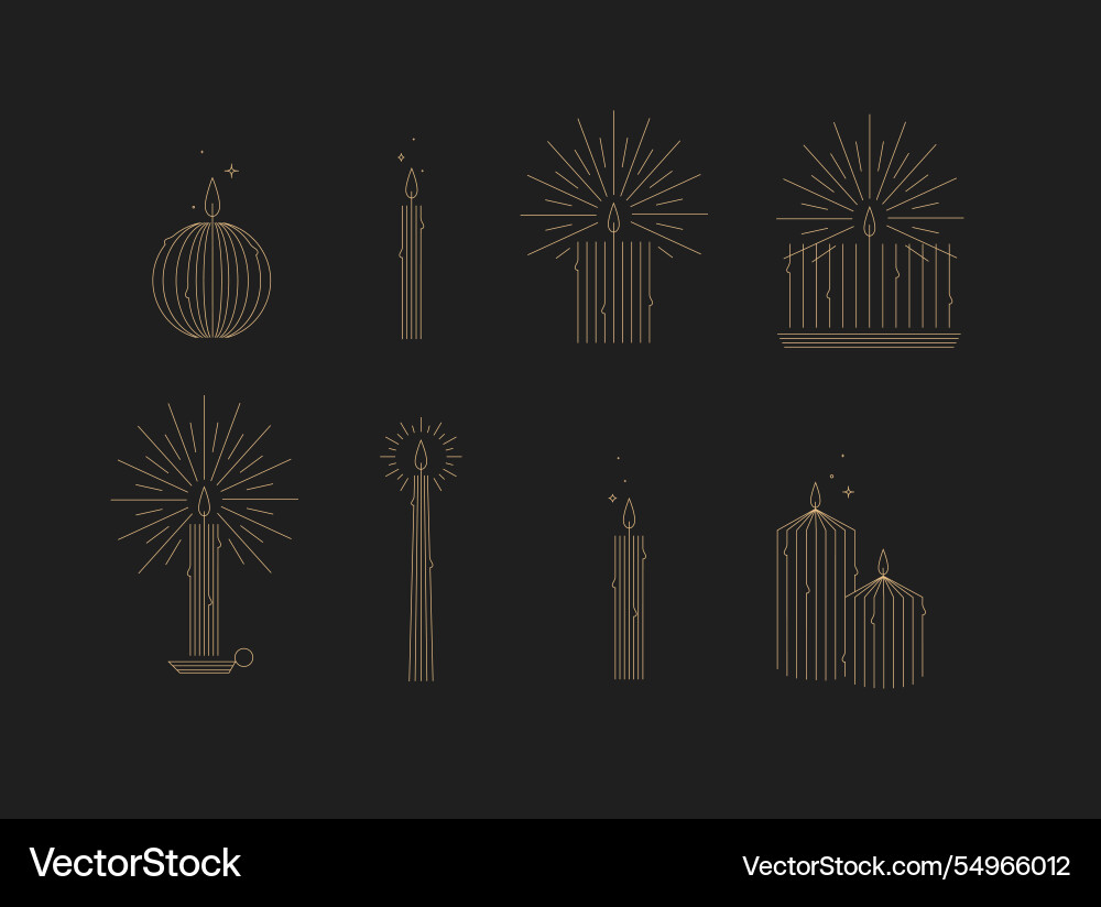 Candle set art deco black Royalty Free Vector Image