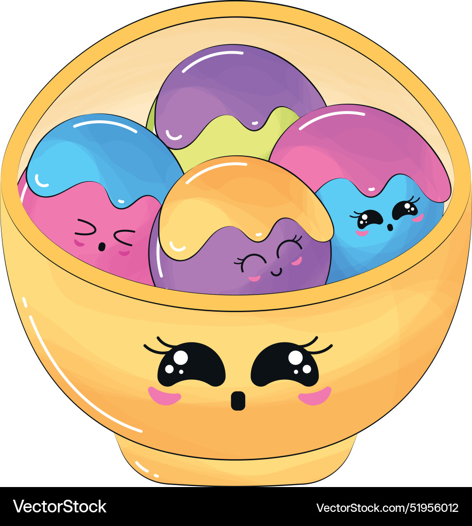 Happy cute bowl cartoon Royalty Free Vector Image