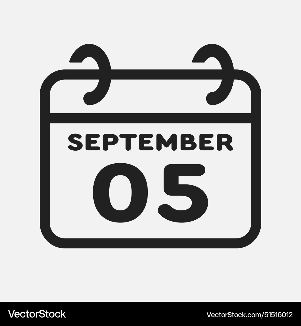 Icon page calendar day - 5 september Royalty Free Vector
